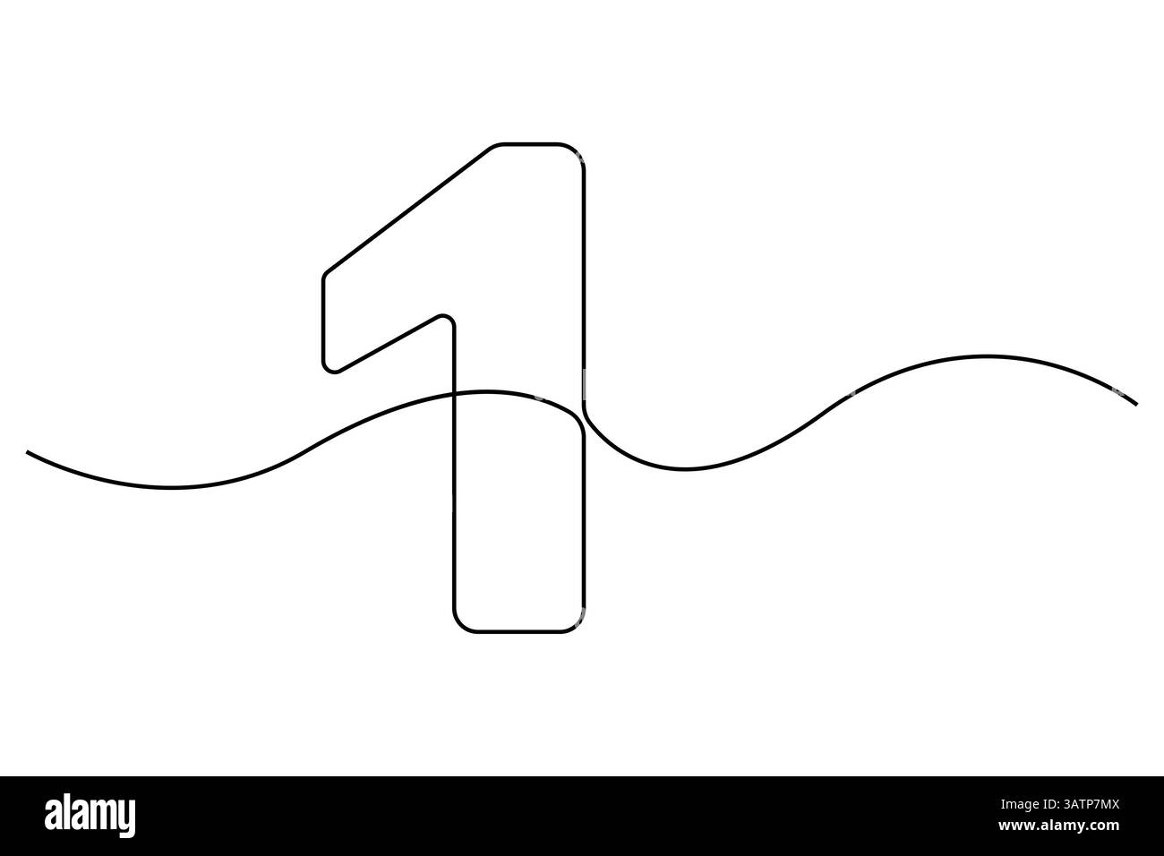 Number 1 continuous one line drawing of number one. editable One line ...