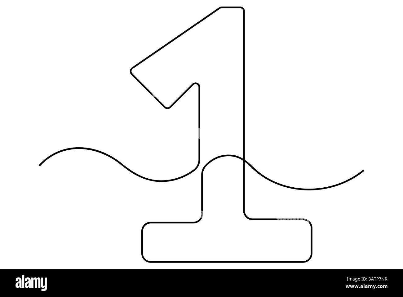 Number 1 continuous one line drawing of number one. editable One line ...