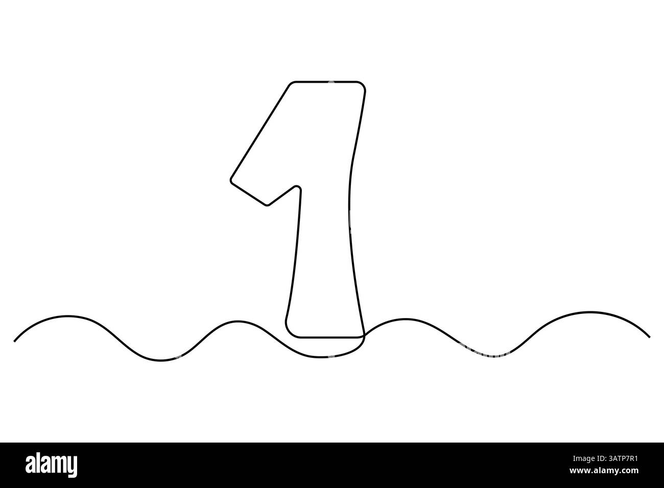 Number 1 continuous one line drawing of number one. editable One line ...