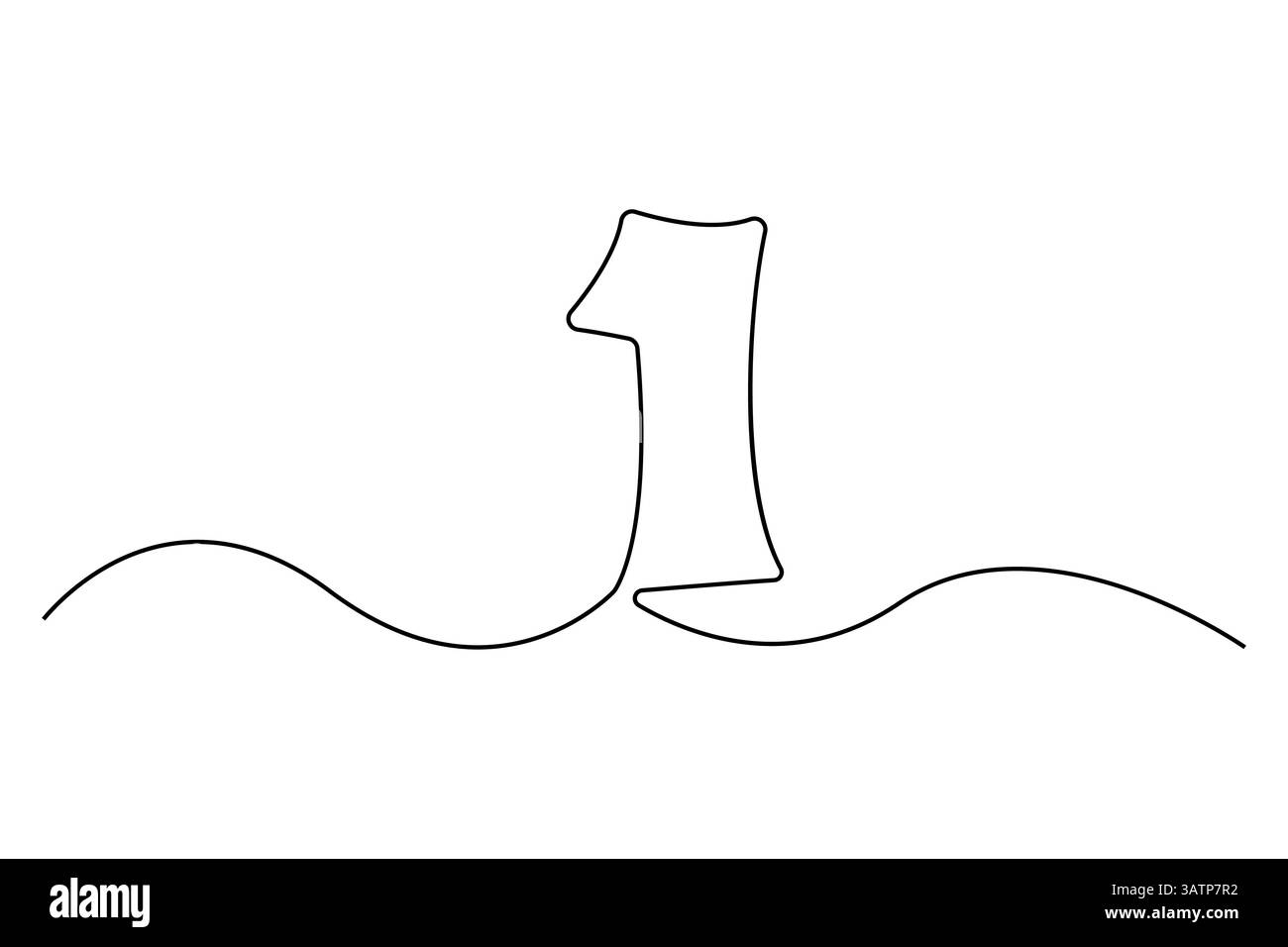 Number 1 continuous one line drawing of number one. editable One line ...