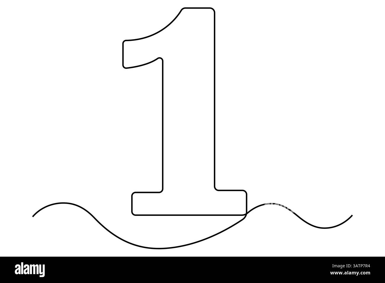 Number 1 continuous one line drawing of number one. editable One line ...