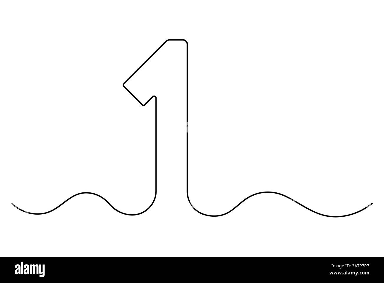 Number 1 continuous one line drawing of number one. editable One line ...