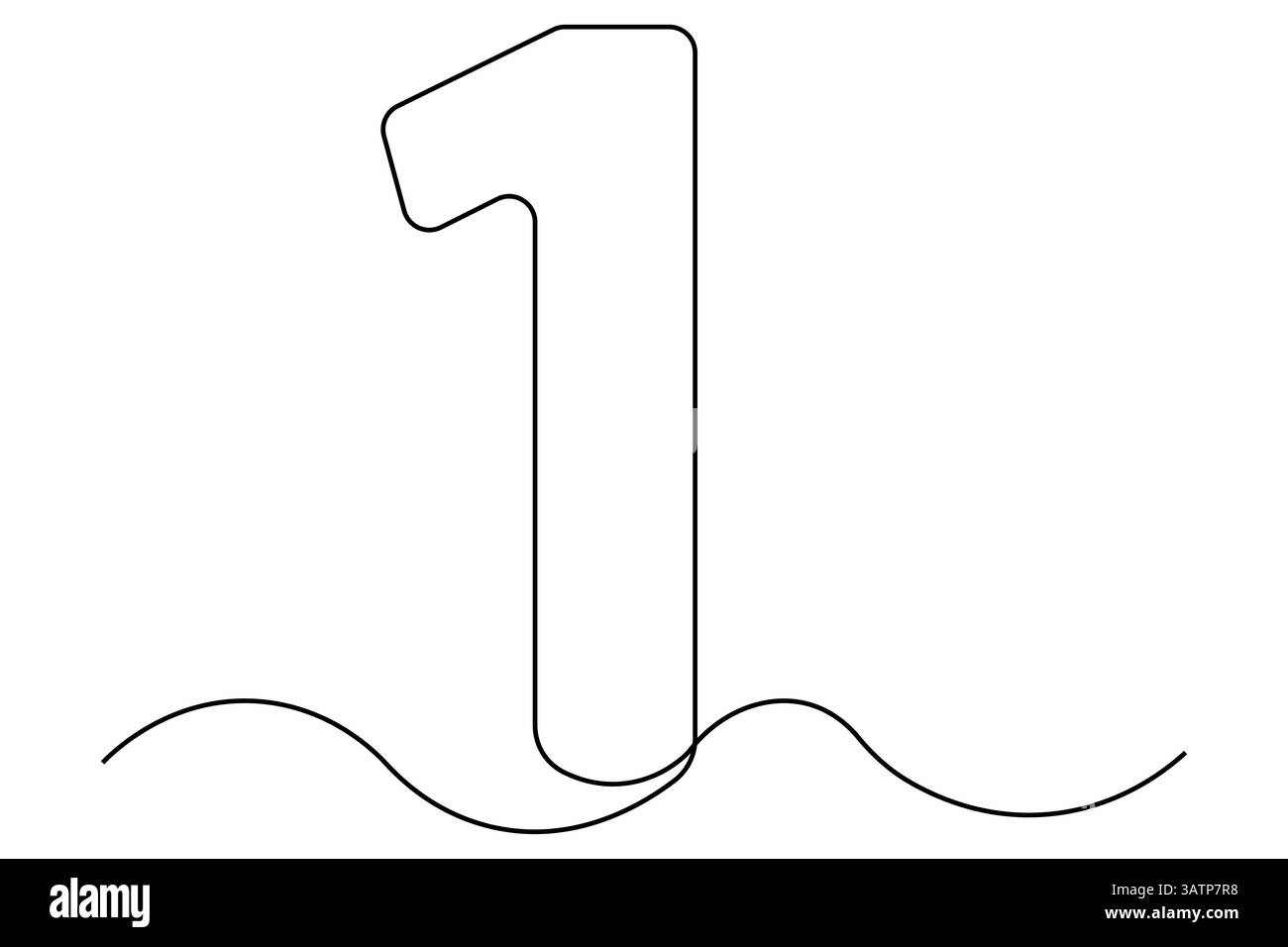Number 1 continuous one line drawing of number one. editable One line ...