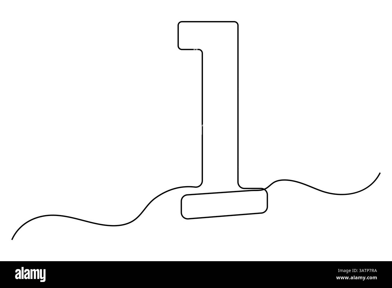 Number 1 continuous one line drawing of number one. editable One line ...