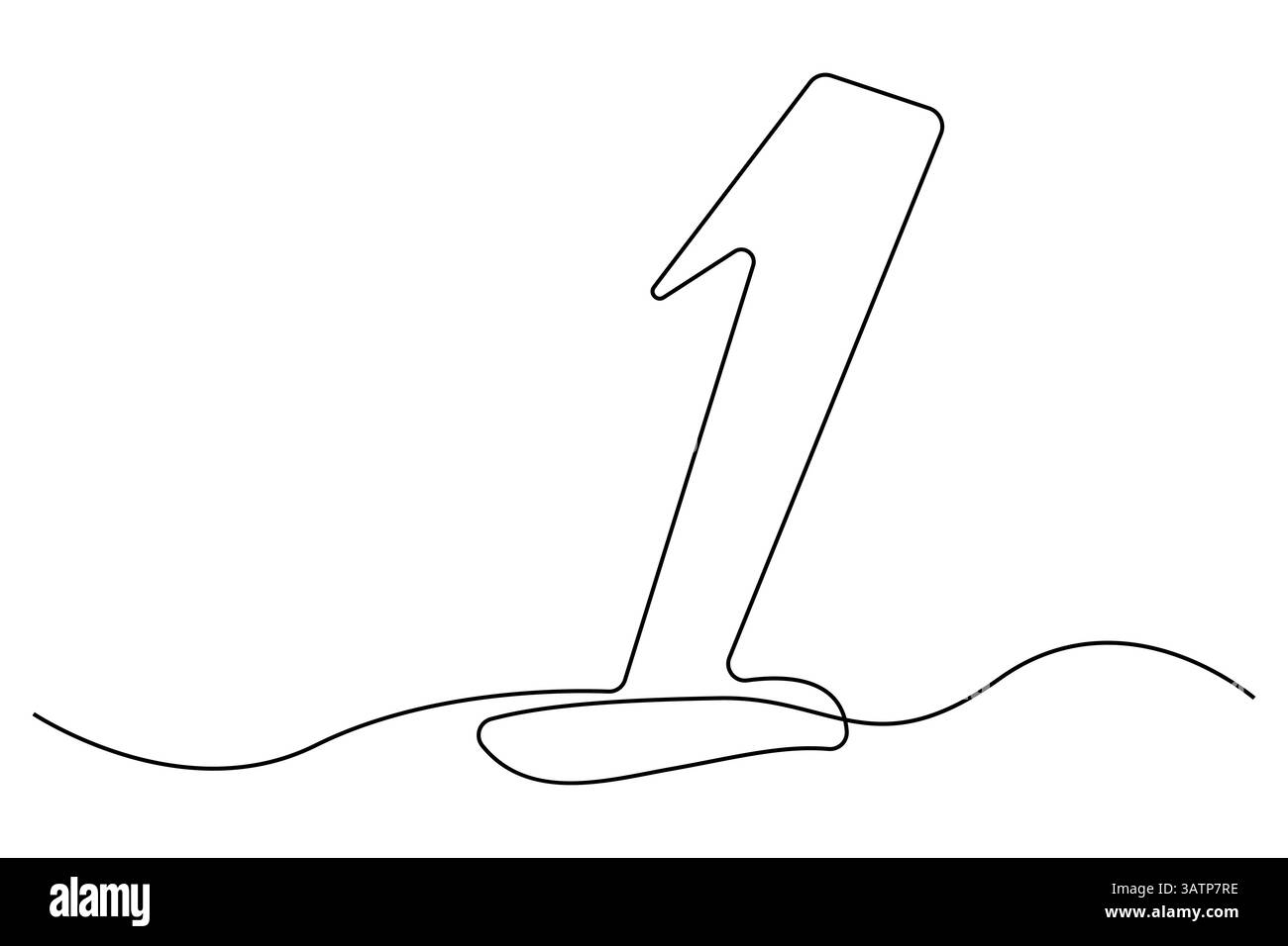 Number 1 continuous one line drawing of number one. editable One line ...