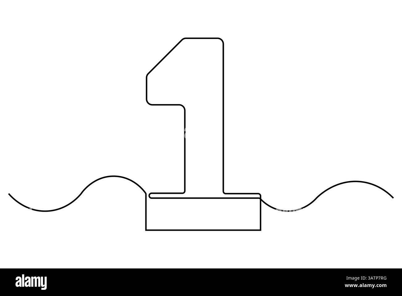 Number 1 continuous one line drawing of number one. editable One line ...