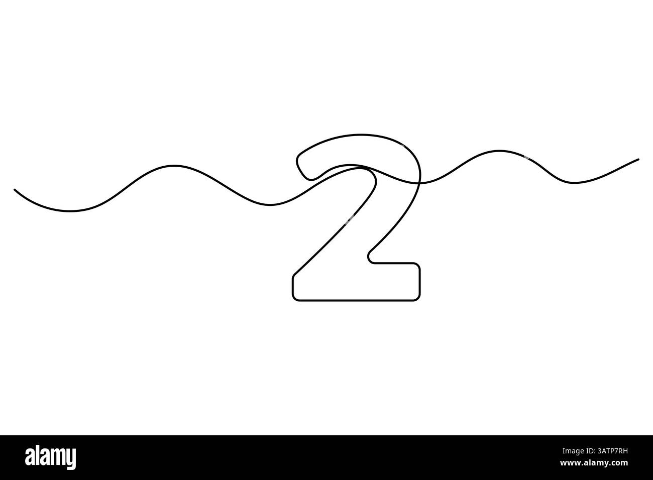 Number two continuous one line drawing of number 2. editable One line ...