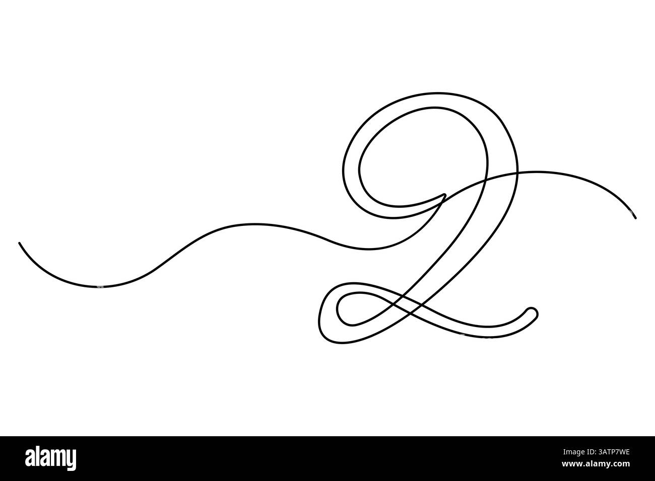 Number two continuous one line drawing of number 2. editable One line ...