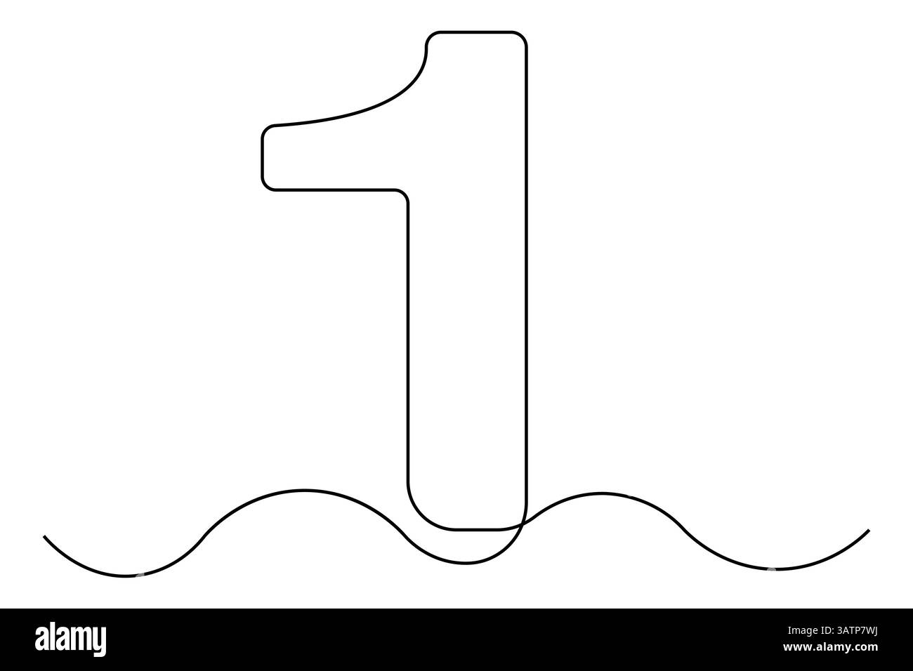 Number 1 continuous one line drawing of number one. editable One line ...