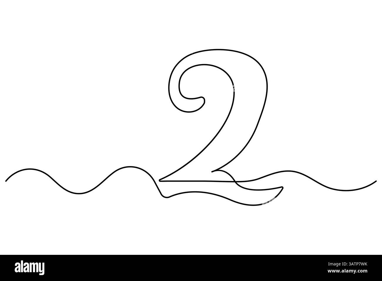 Number two continuous one line drawing of number 2. editable One line ...