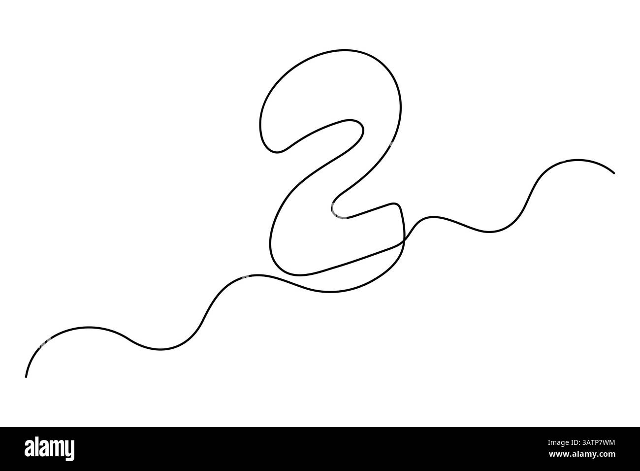 Number two continuous one line drawing of number 2. editable One line ...