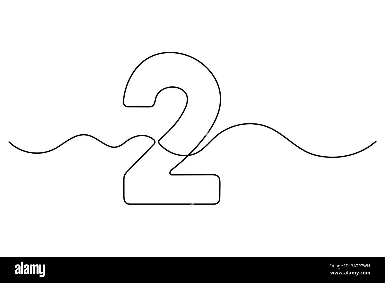 Number two continuous one line drawing of number 2. editable One line ...
