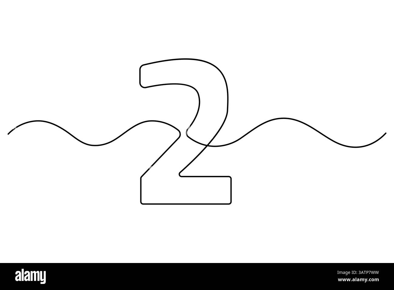 Number two continuous one line drawing of number 2. editable One line ...