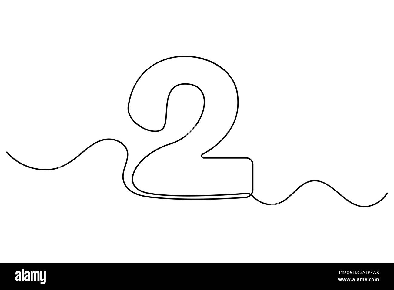 Number two continuous one line drawing of number 2. editable One line ...