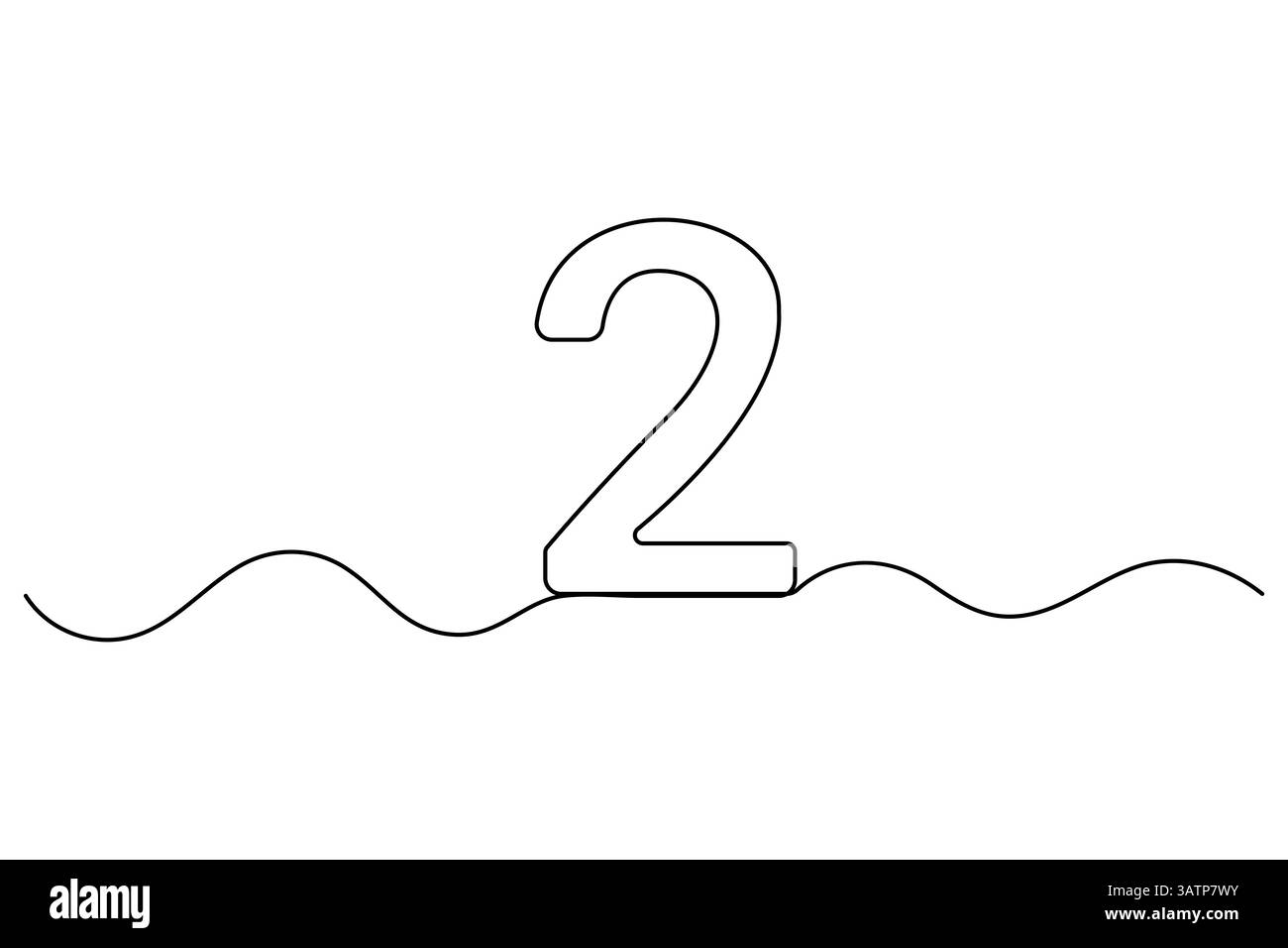 Number two continuous one line drawing of number 2. editable One line ...