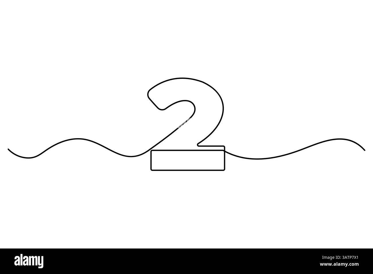 Number two continuous one line drawing of number 2. editable One line ...