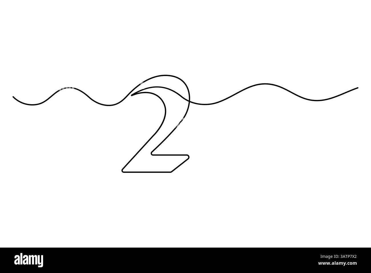 Number two continuous one line drawing of number 2. editable One line ...
