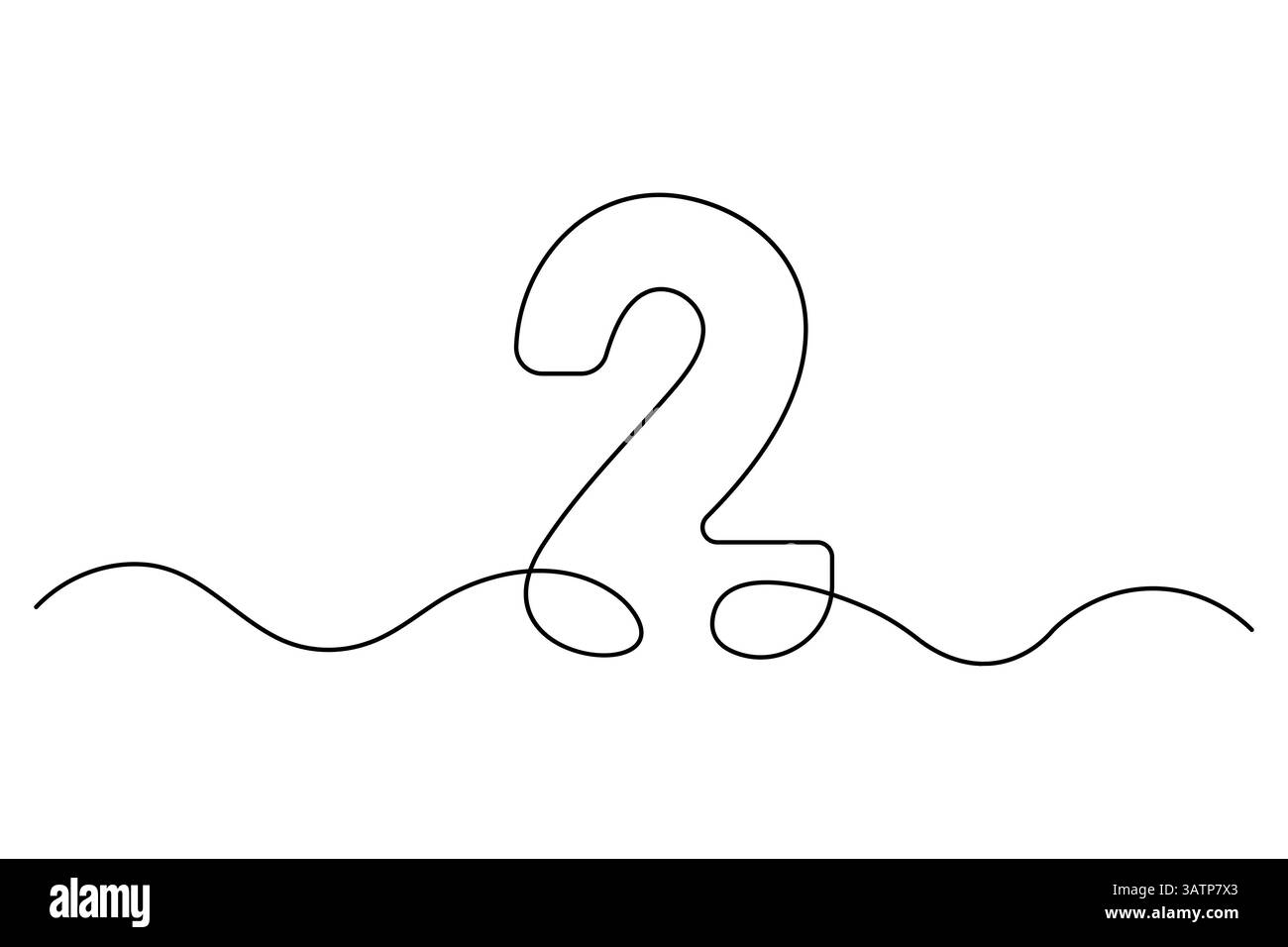 Number two continuous one line drawing of number 2. editable One line ...