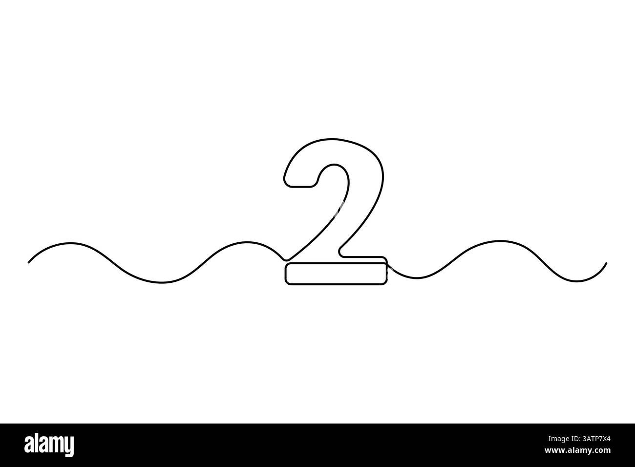 Number two continuous one line drawing of number 2. editable One line ...