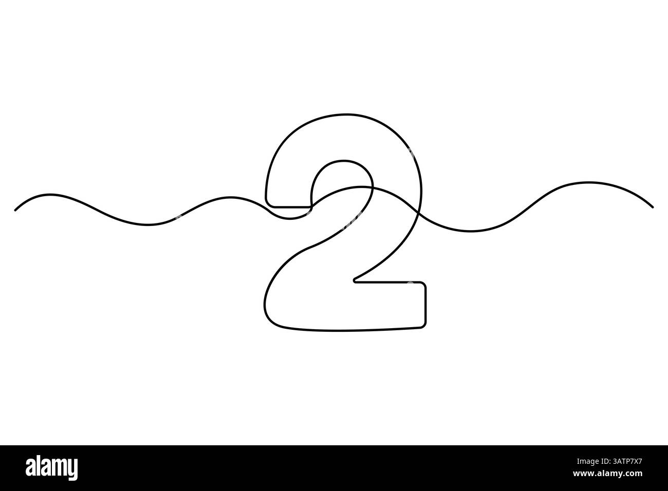 Number two continuous one line drawing of number 2. editable One line ...