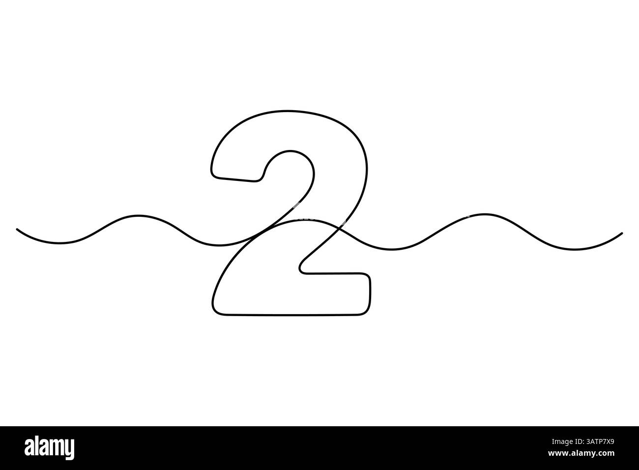 Number two continuous one line drawing of number 2. editable One line ...