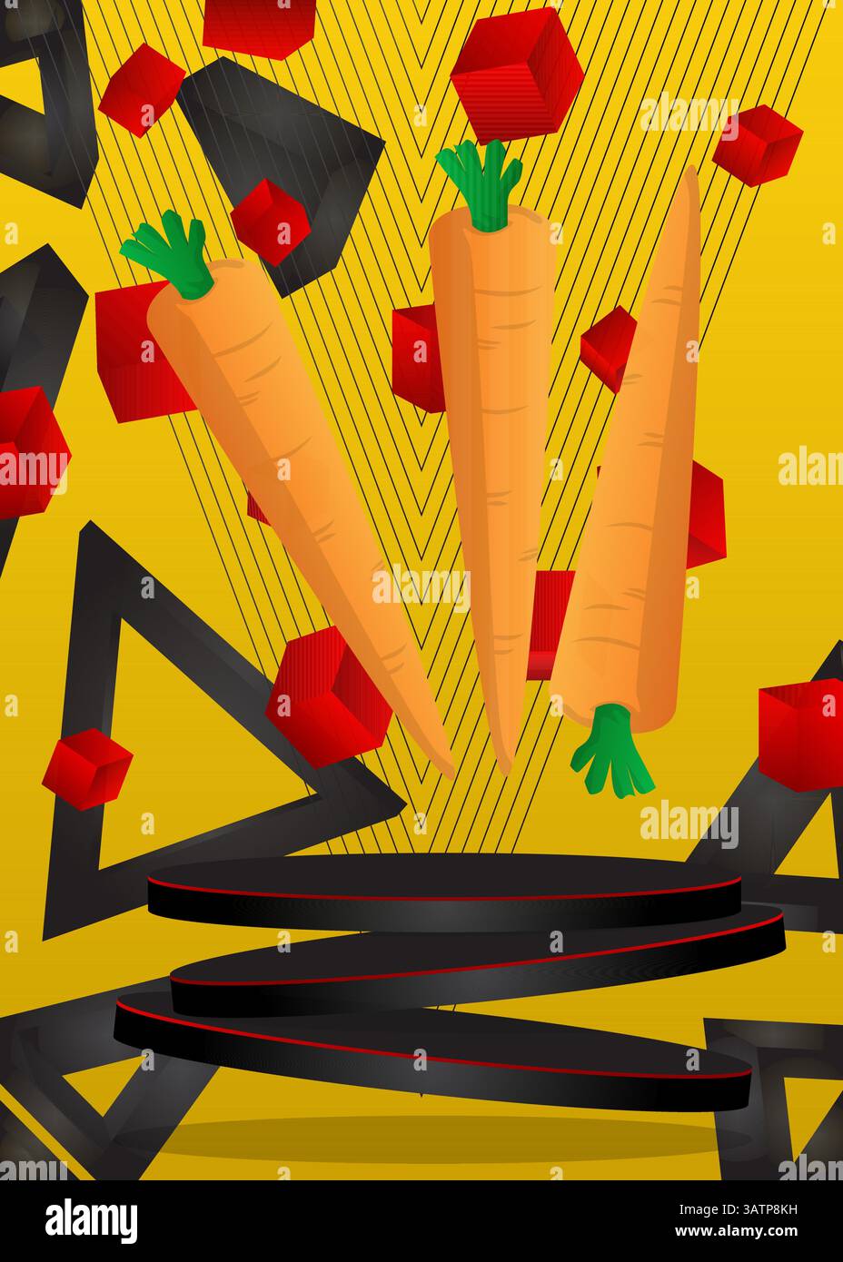 Mockup product display with Carrot. Vector cylinder pedestal podium ...