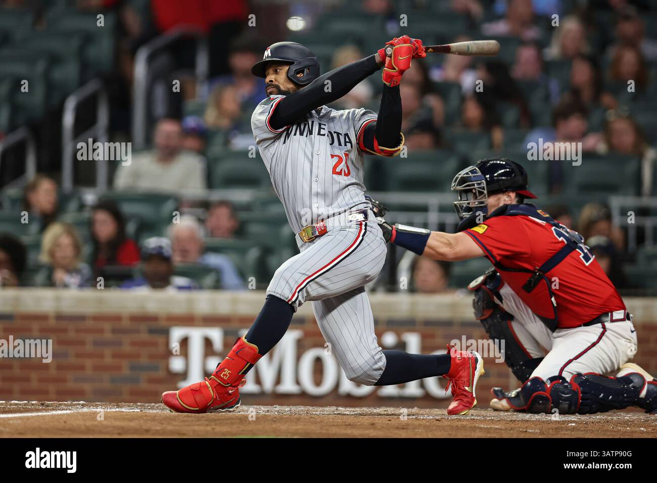 Minnesota Twins outfielder Byron Buxton (25) swings at a pitch in the ...