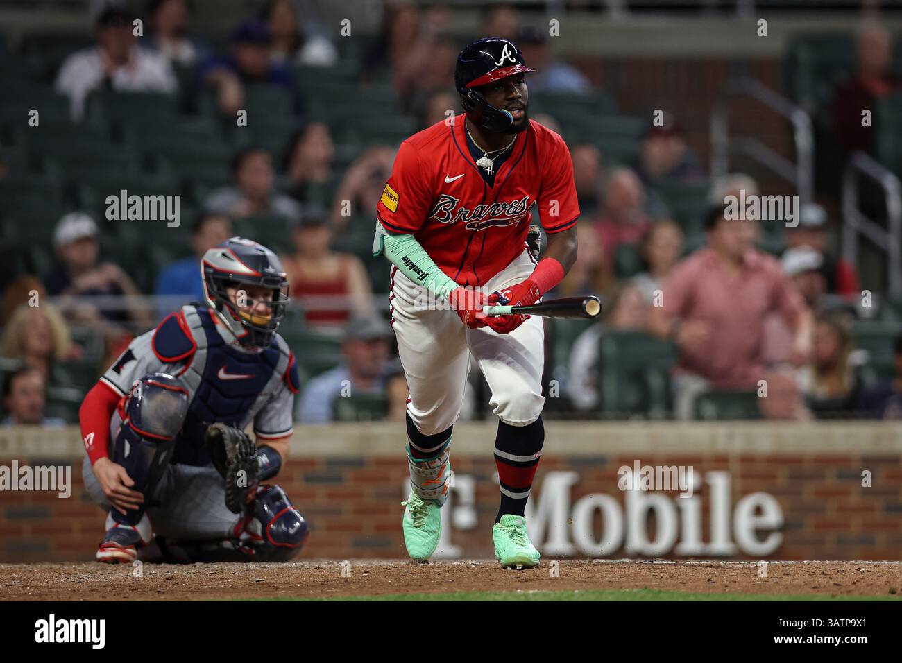 Atlanta Braves' Michael Harris II (23) singles to right field in the ...