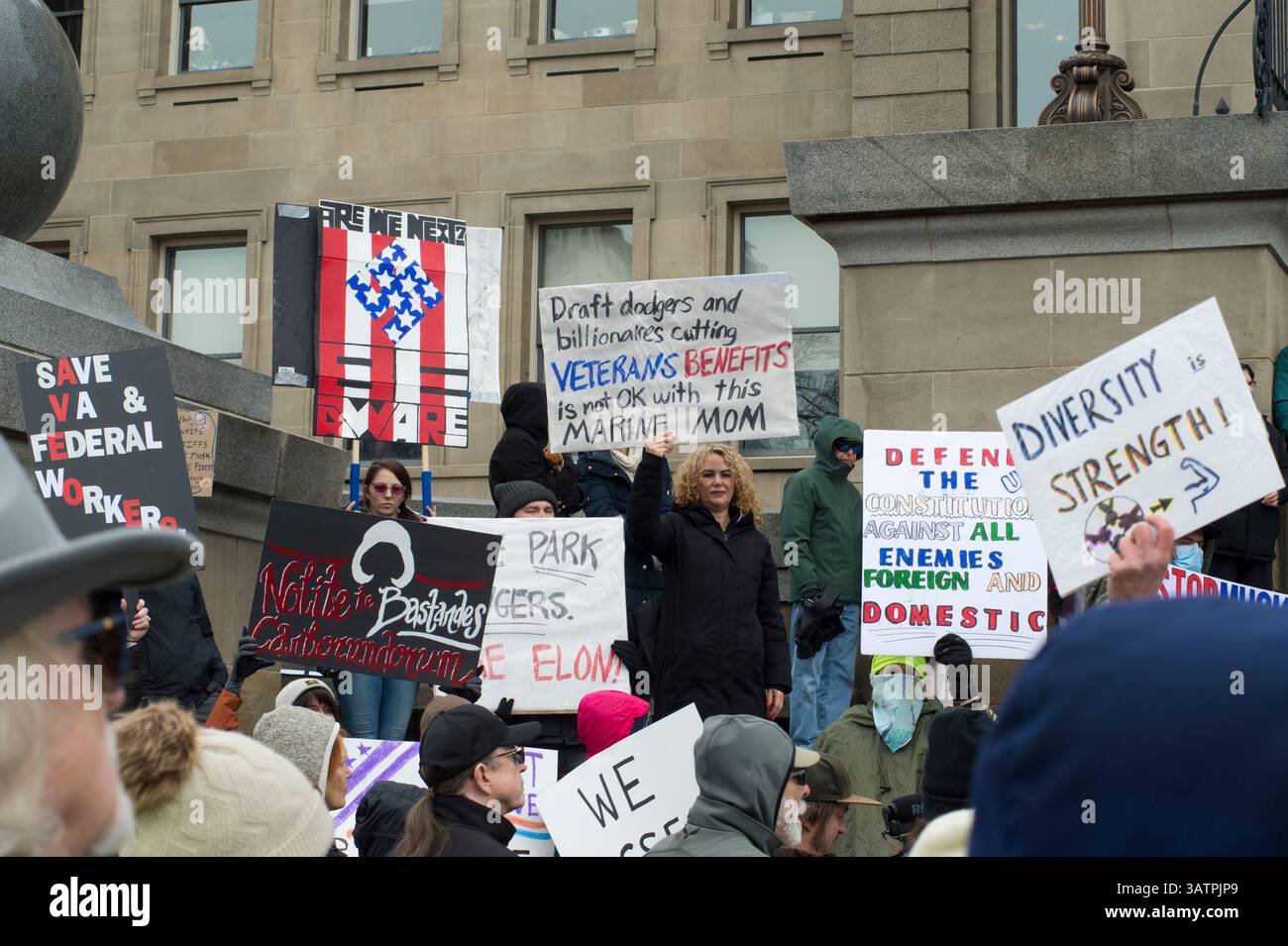 50501 protest rally at the Idaho State Capitol on Presidents Day 2025 ...