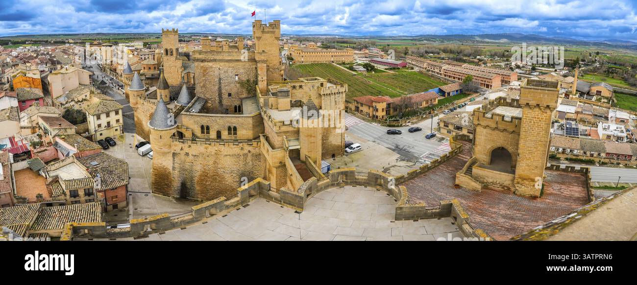 Capturing a panoramic view of the medieval royal palace of olite, a ...