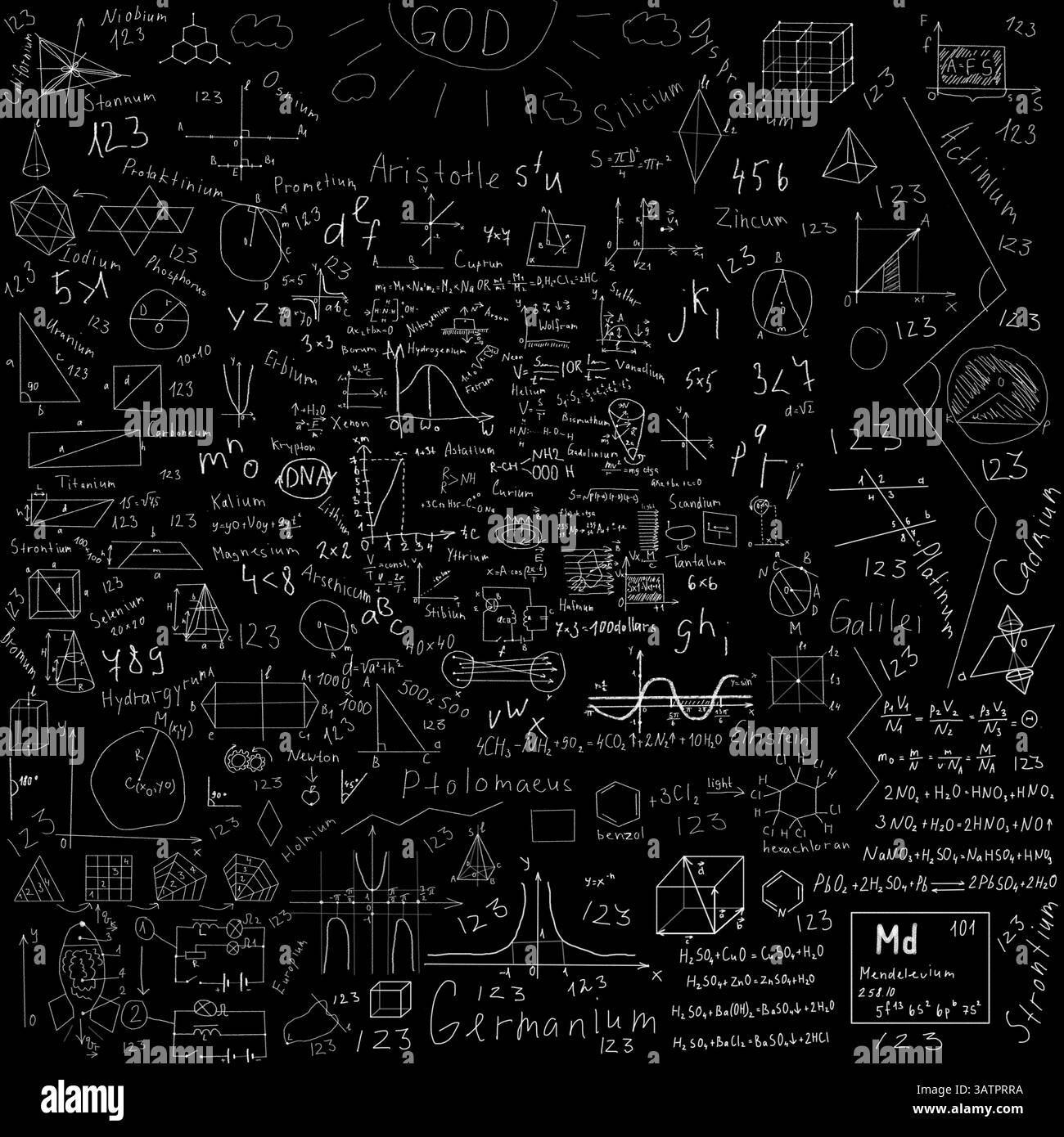 School subjects formulas drawings Black and White Stock Photos & Images ...