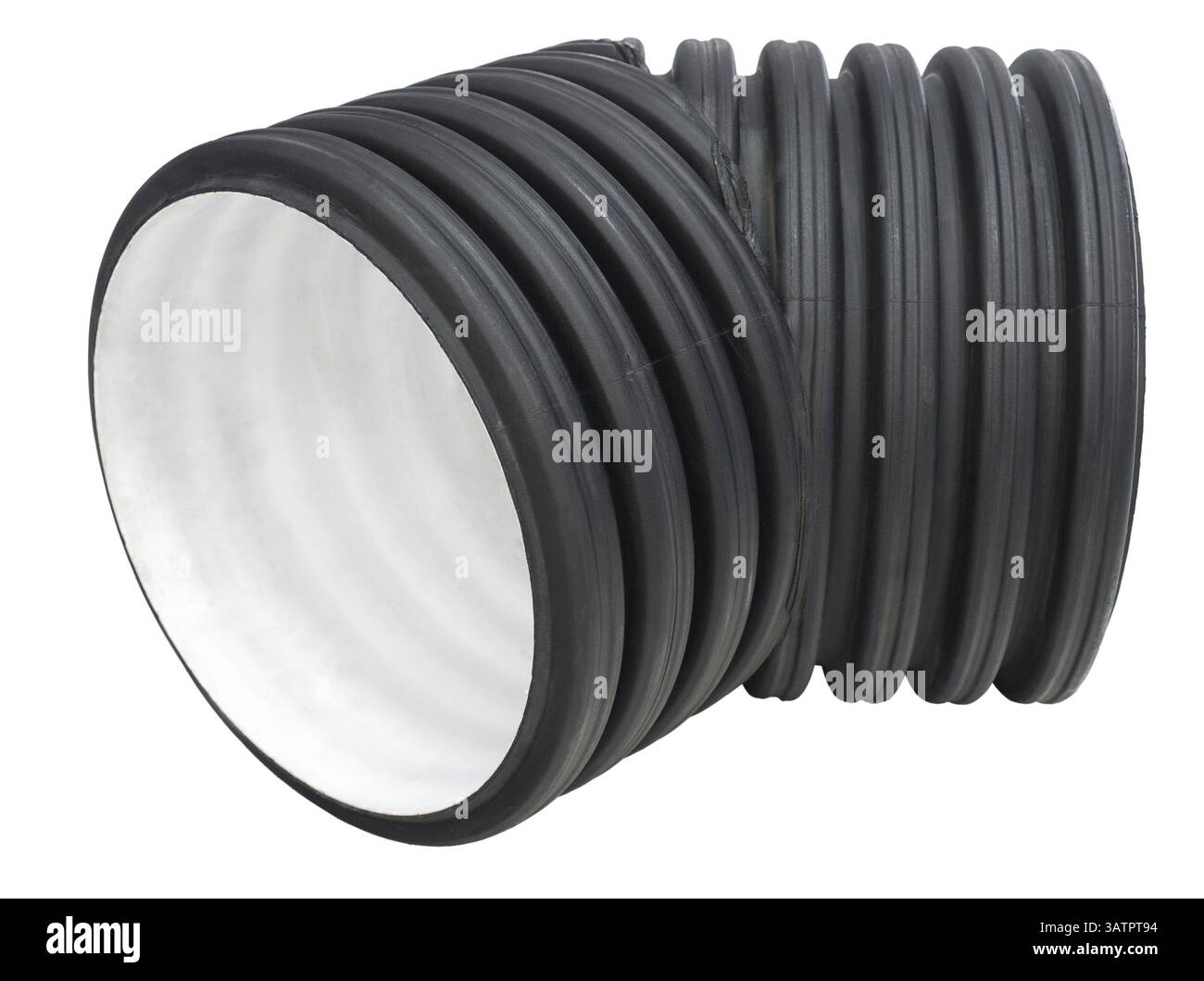 A reinforced sewer pipe elbow, of big caliber, isolated Stock Photo - Alamy