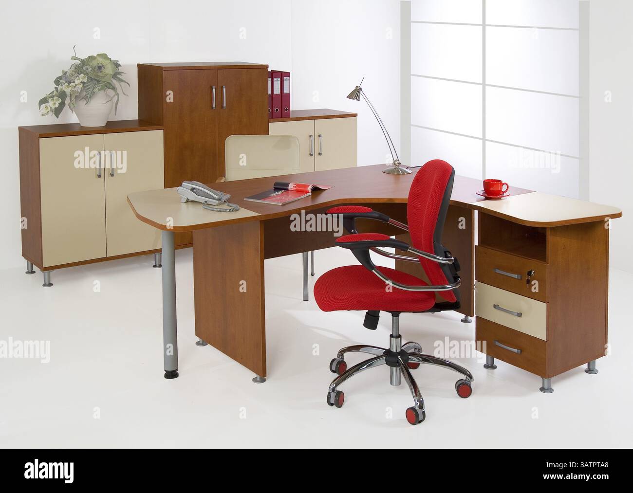Suite of office furniture on isolated studio background Stock Photo - Alamy