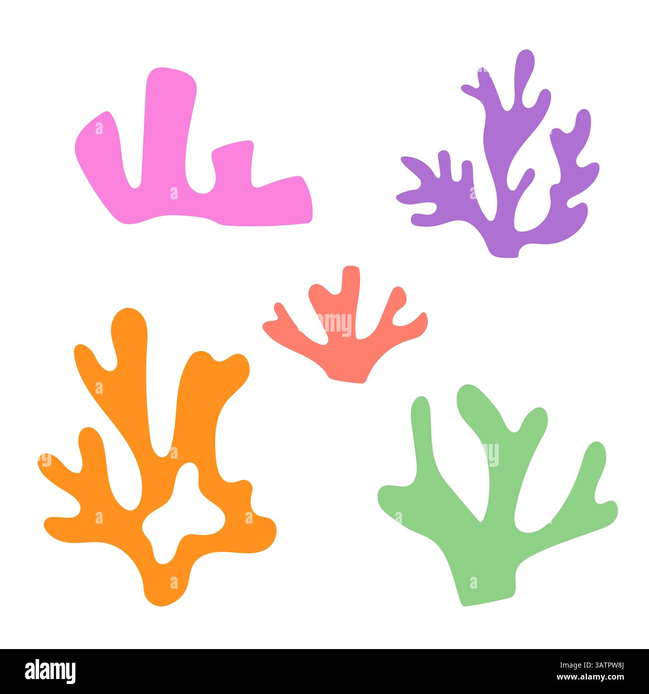 Set of Pastel Coral Illustrations, Soft Colored Underwater Coral Reef ...