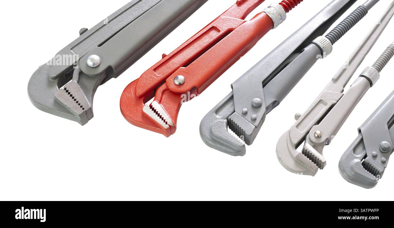 Set of pipe spanners of different sizes and colour Stock Photo - Alamy