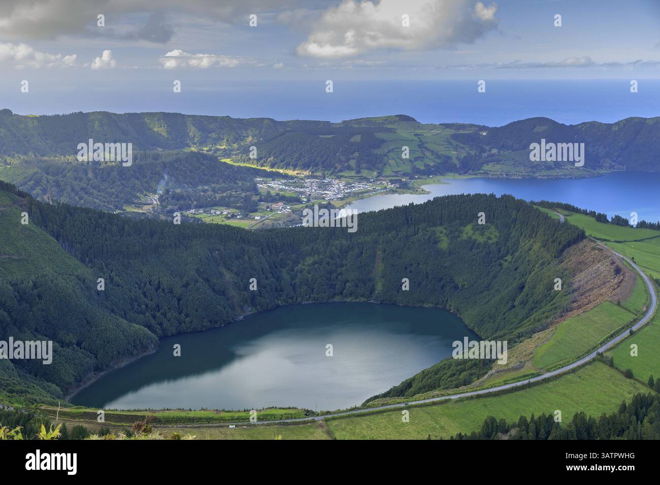 Lagoa de Santiago and Lagoa Azul on San Miguel island of Azores ...