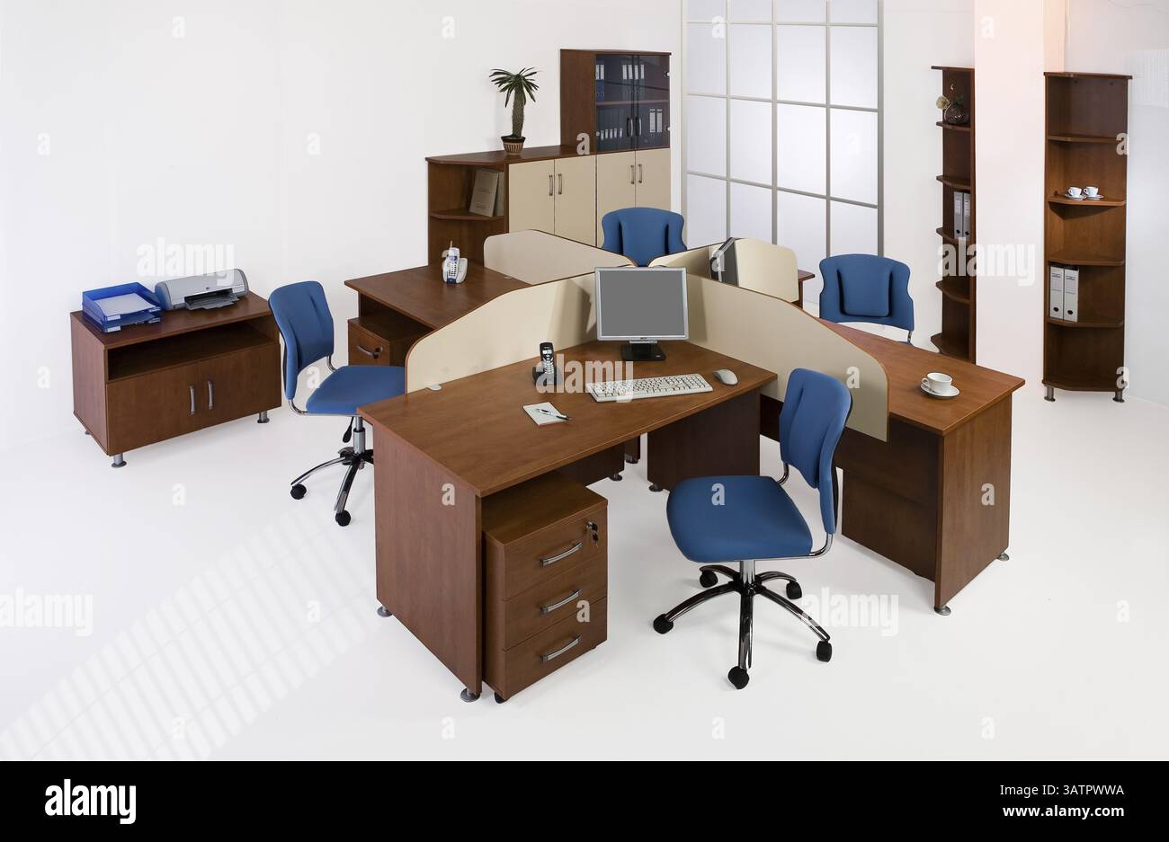 Suite of office furniture on isolated studio background Stock Photo - Alamy