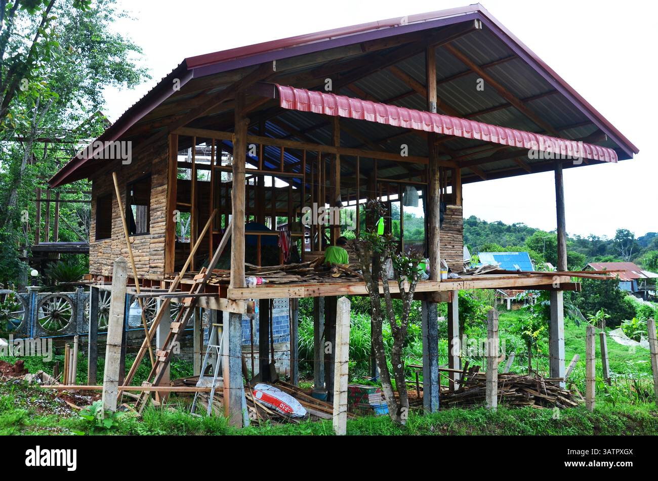 Asian labor people and thai labour workers build handmade and use ...