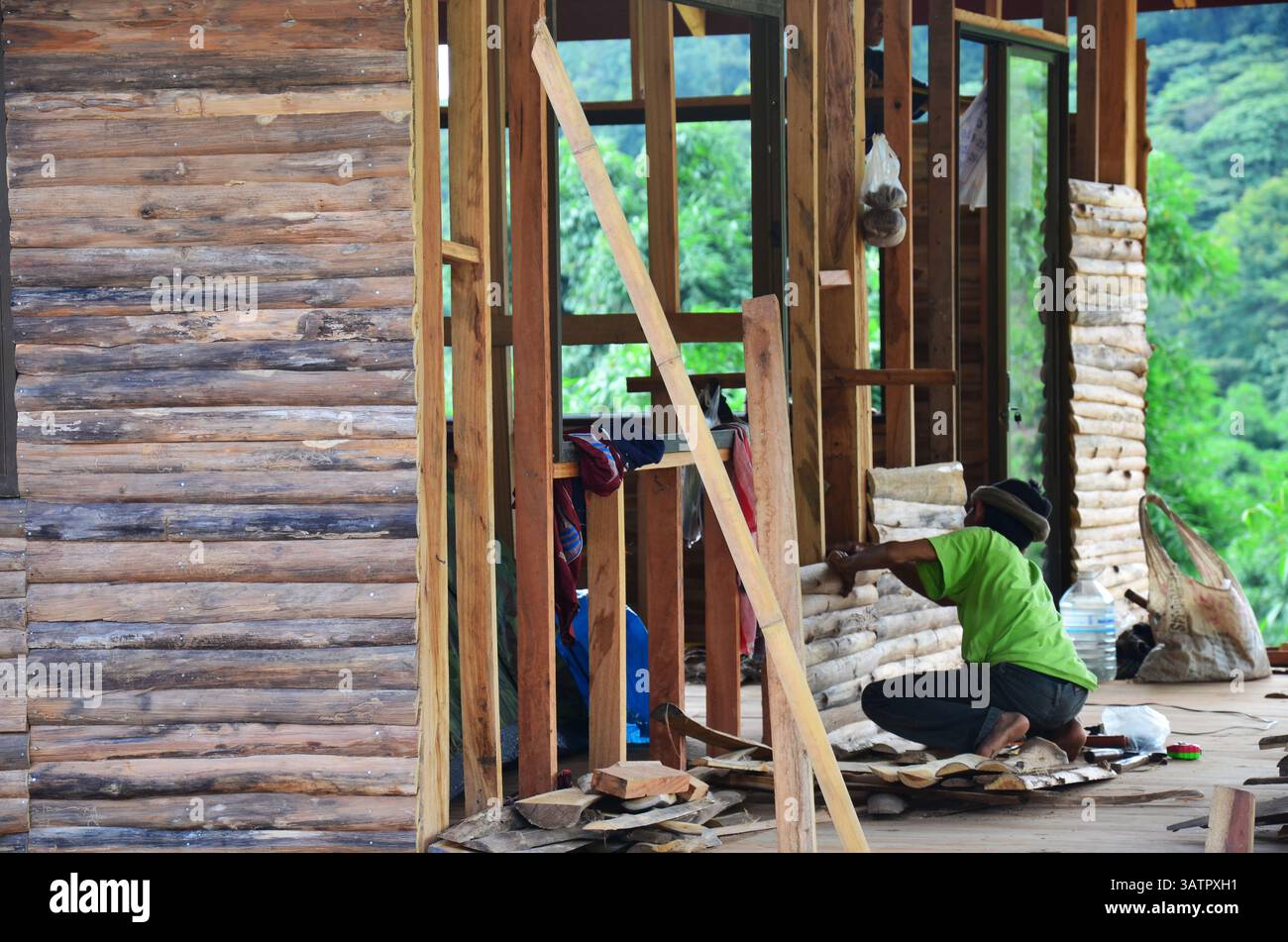 Asian labor people and thai labour workers build handmade and use ...
