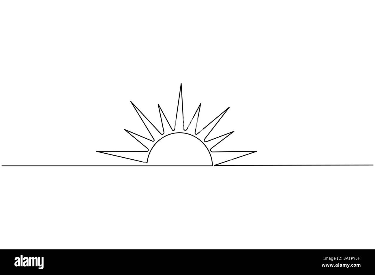 Sun continuous one line drawing and minimalist style isolate outline ...