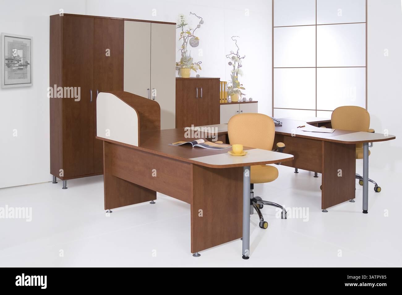 Suite of office furniture on isolated studio background Stock Photo - Alamy