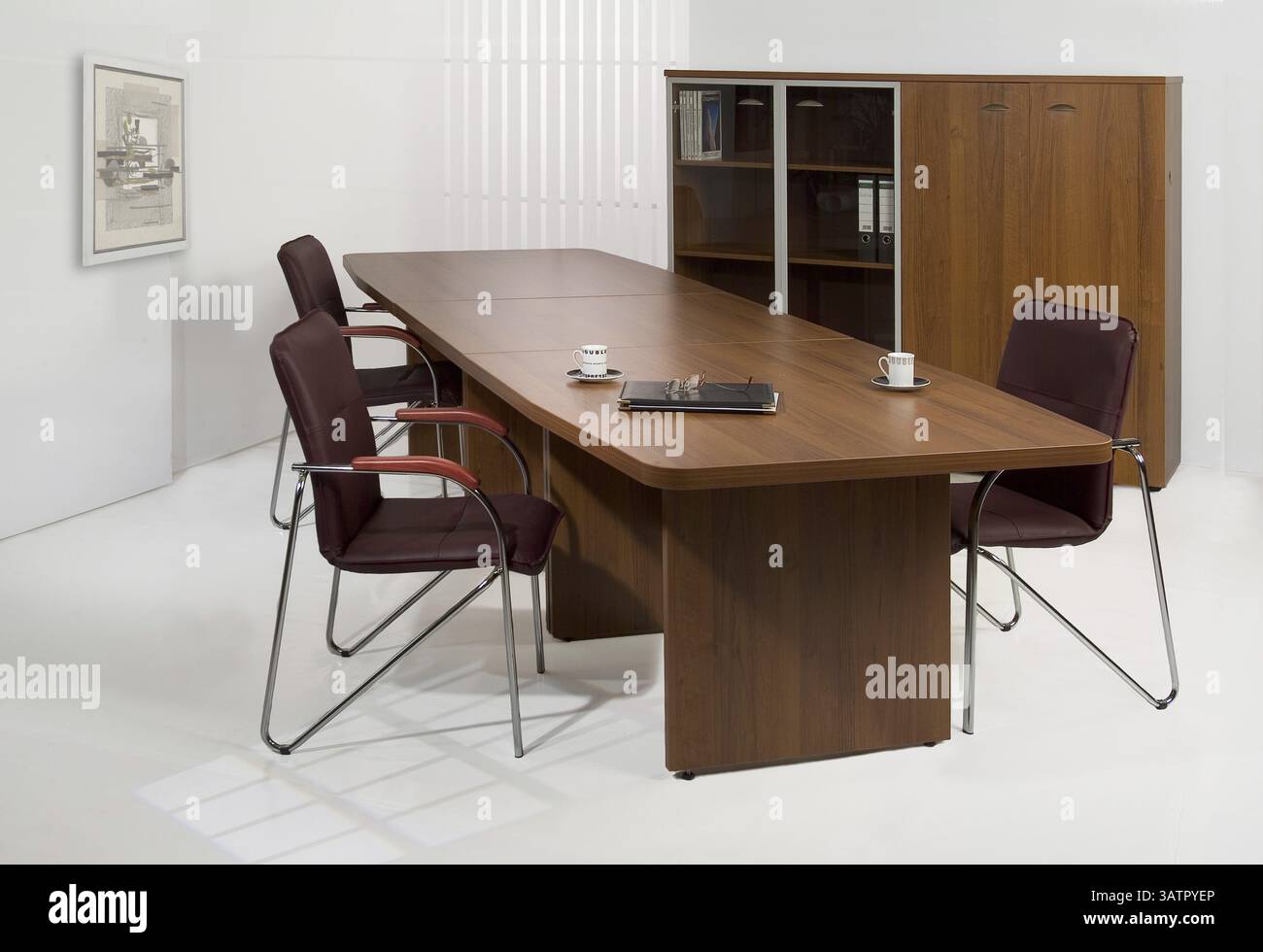 Suite of office furniture on isolated studio background Stock Photo - Alamy