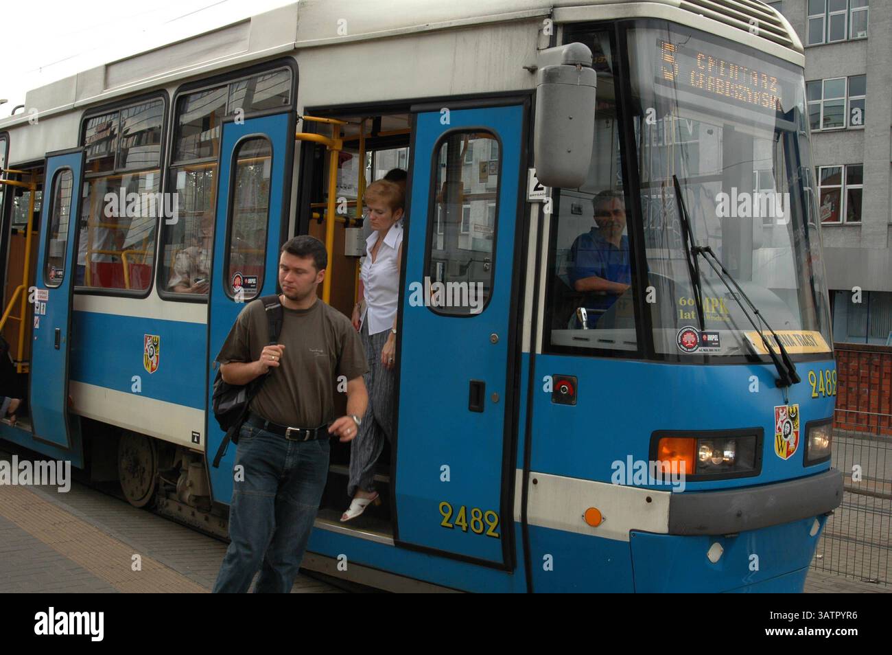 Wroclaw Poland .Poeple use public transport trams June 25,2005 Stock ...