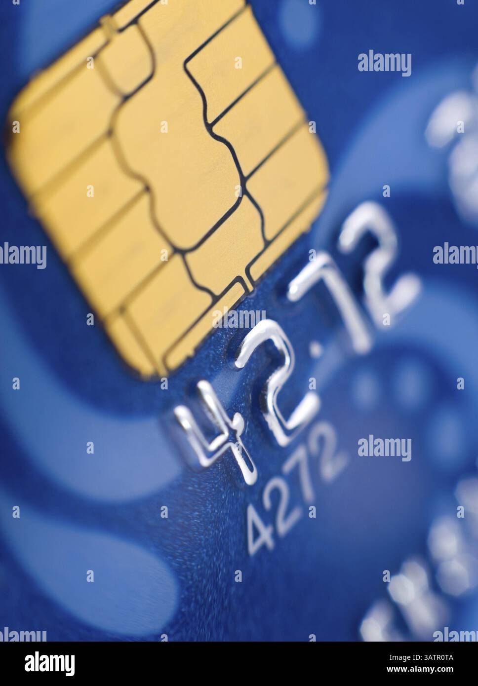 A blue bank card, macro, narrow focus Stock Photo - Alamy