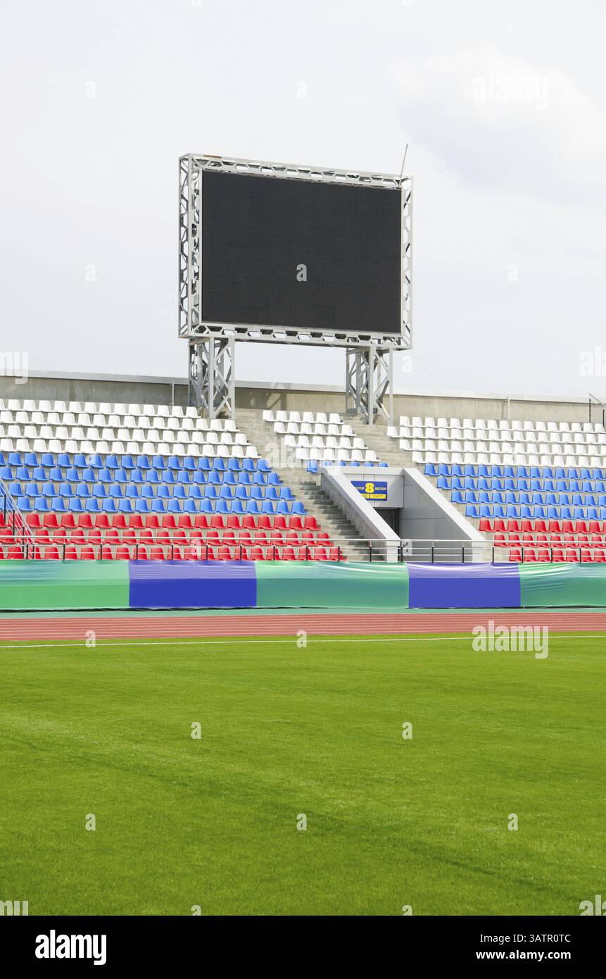 A scoreboard at an empty outdoor stadium, switched off Stock Photo - Alamy