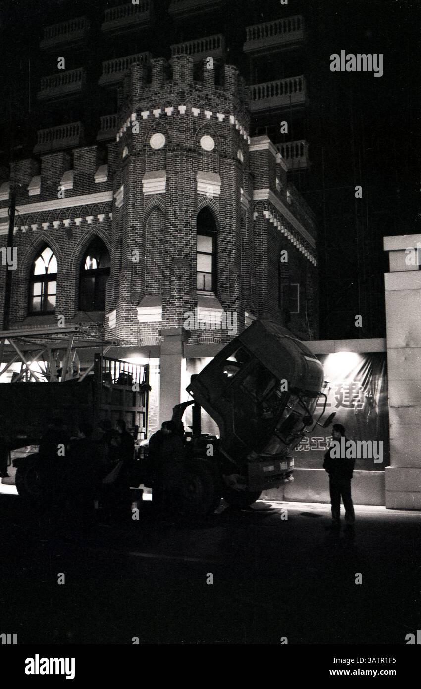 Maintenance Truck under Restored Gordon Hall Facade beside Tianjin Ritz ...