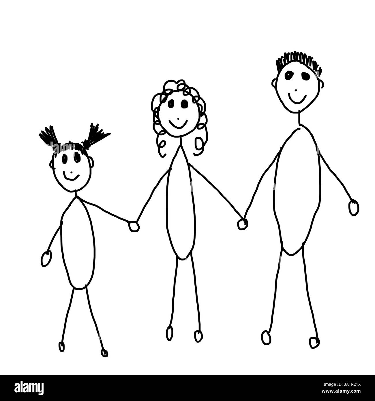A kids drawing - a father, a mother, a daughter. It is made by my ...