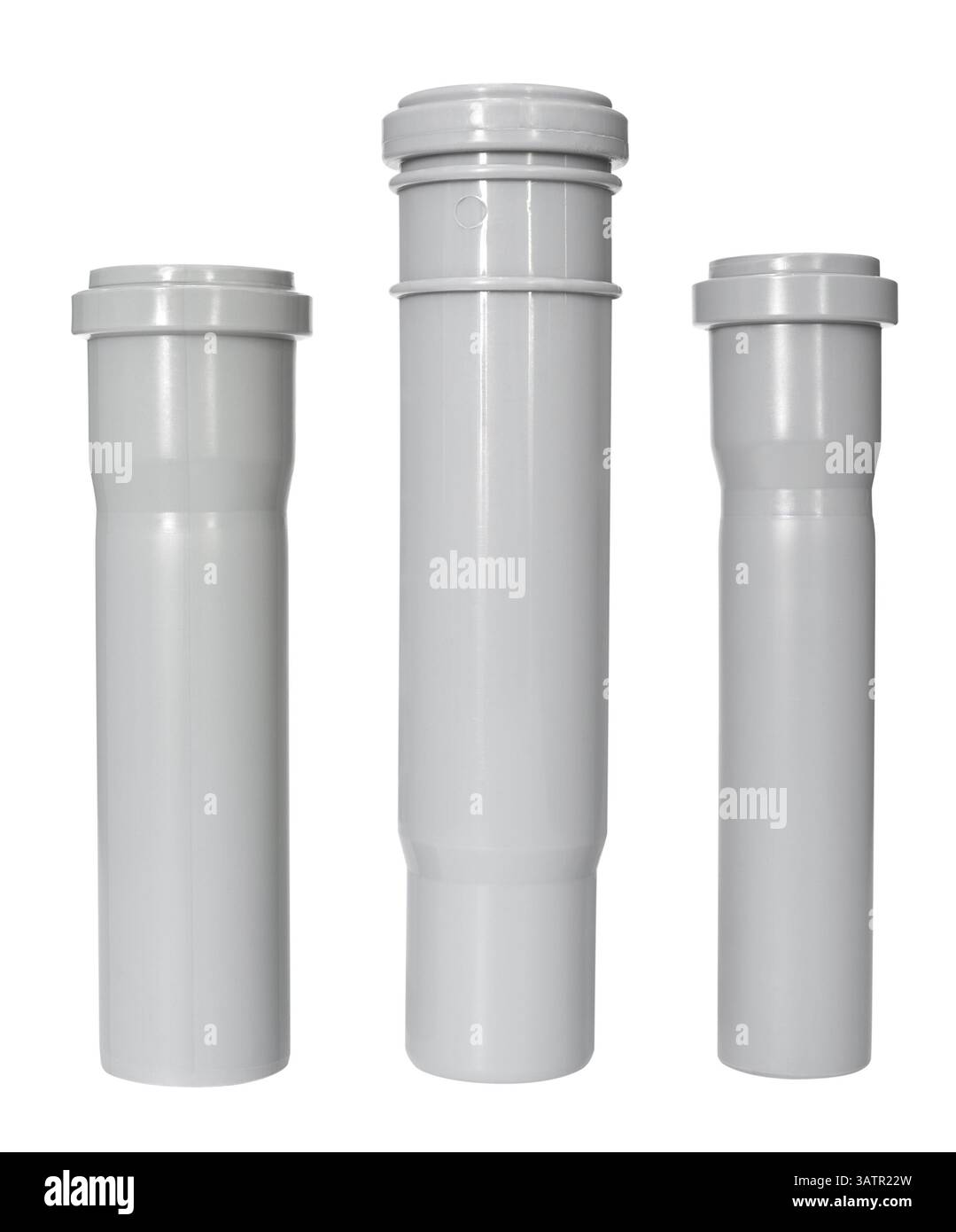 Three different PVC fittings - draining straight pipes Stock Photo - Alamy