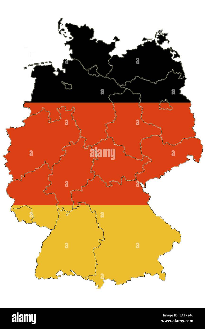 Deutschlandkarte mit den Landesteilen - Outline of Germany filled with ...