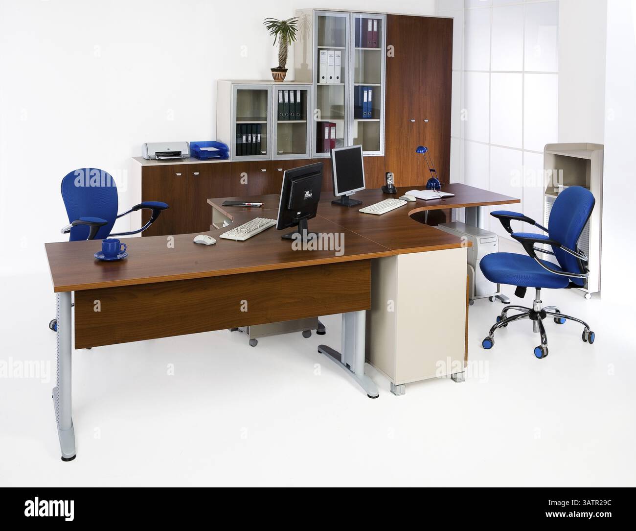 Suite of office furniture on isolated studio background Stock Photo - Alamy